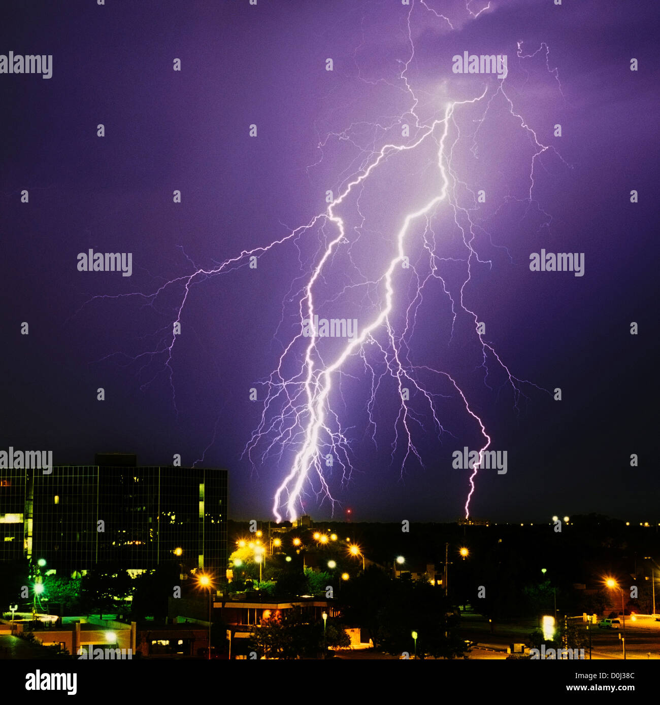 Cloud To Ground Lightning During a Night Thunderstorm Stock Photo - Alamy