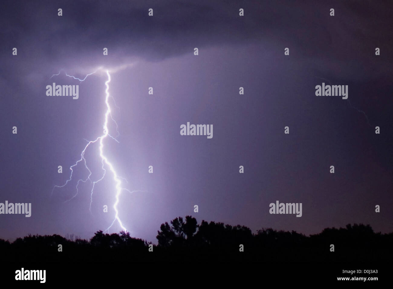 Immense Cloud To Ground Lightning During a Night Thunderstorm Stock ...