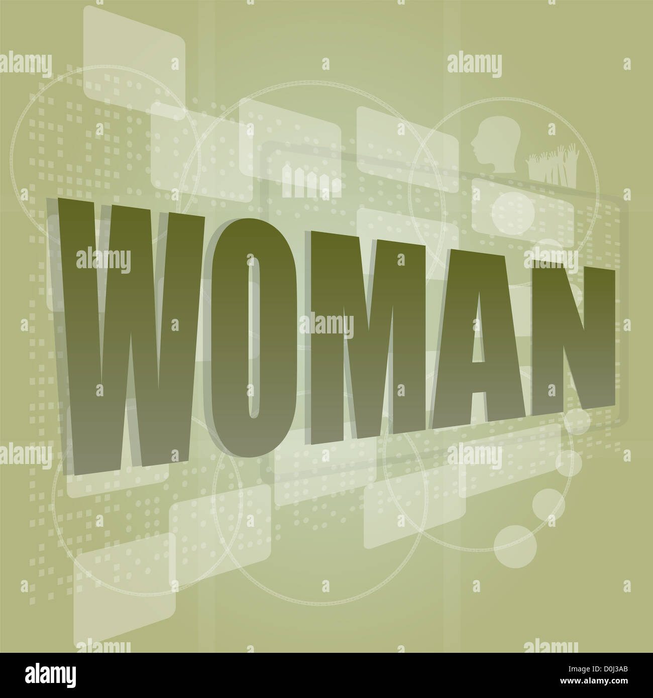 words woman on digital screen, social concept Stock Photo - Alamy