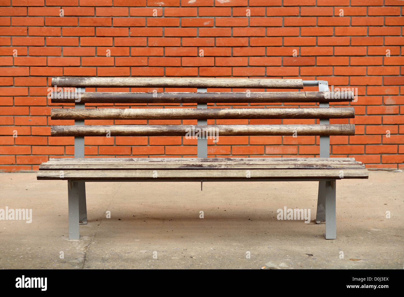 Wooden Bench Against Wall High Resolution Stock Photography and Images ...