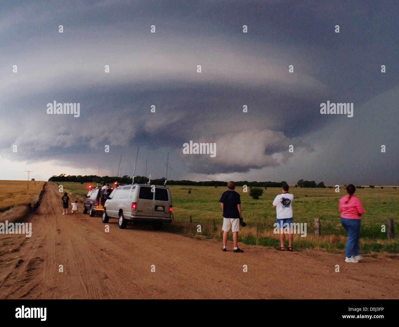 Storm Chasers Watch a Supercell Thunderstorm Stock Photo - Alamy