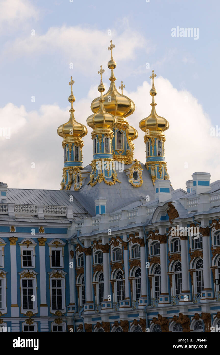 Roof of the Palace Church with golden domes and crosses at the ...