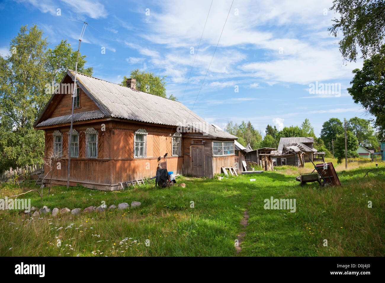 Russian village in summer day Stock Photo - Alamy