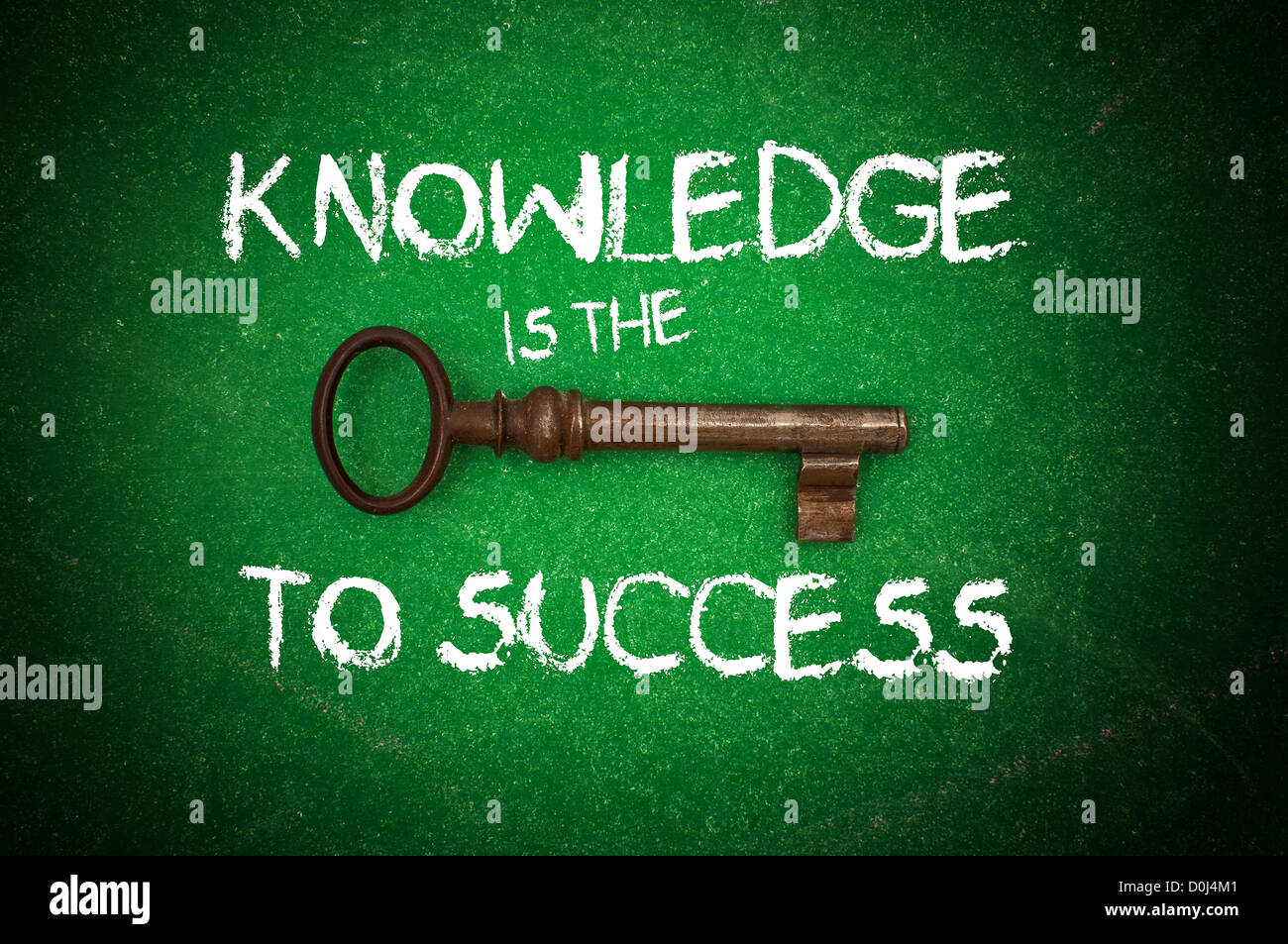 Knowledge is the key to success written on a green chalkboard Stock ...