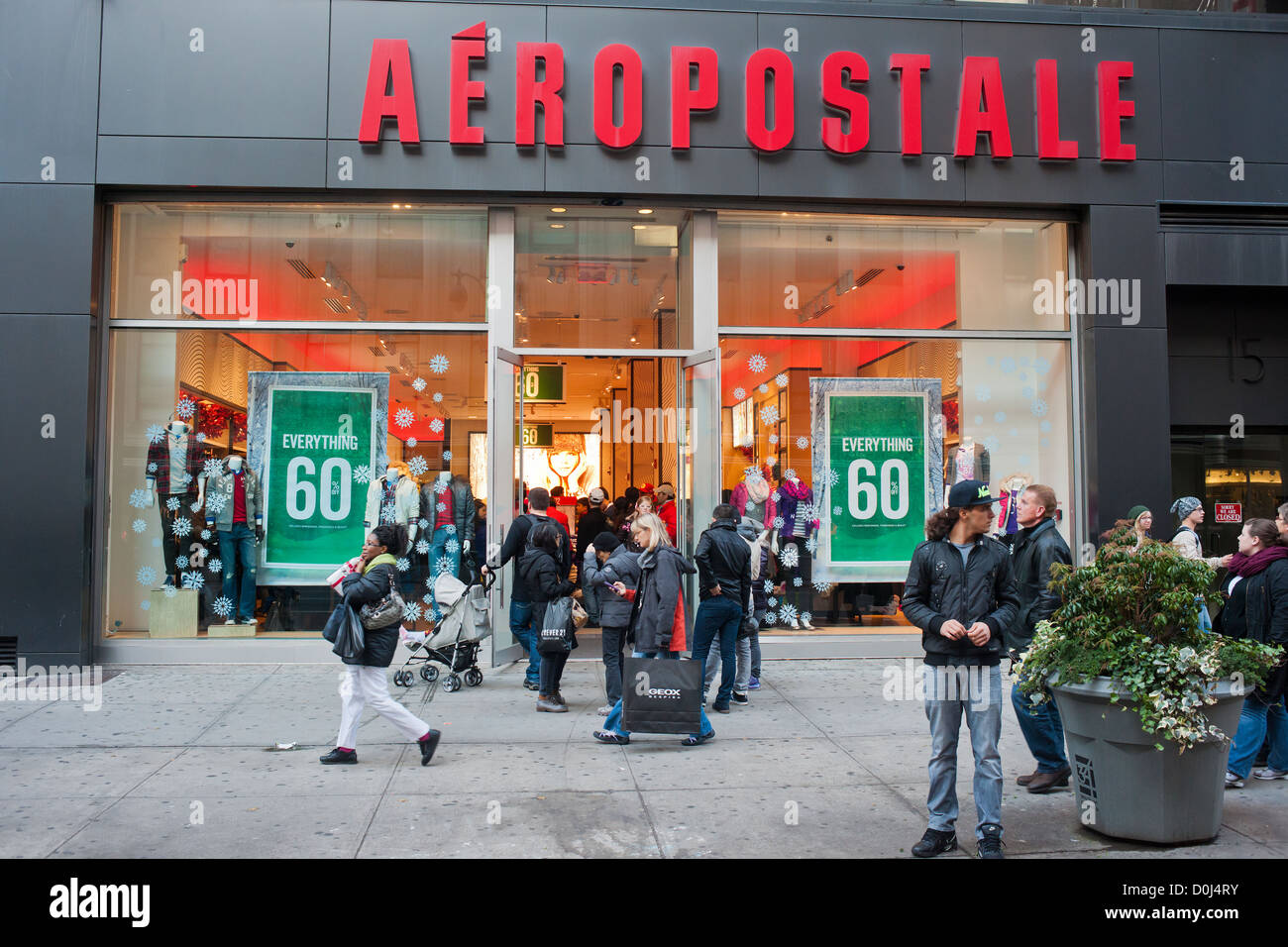 Shoppers outside the Aeropostale store in the Herald Square shopping ...