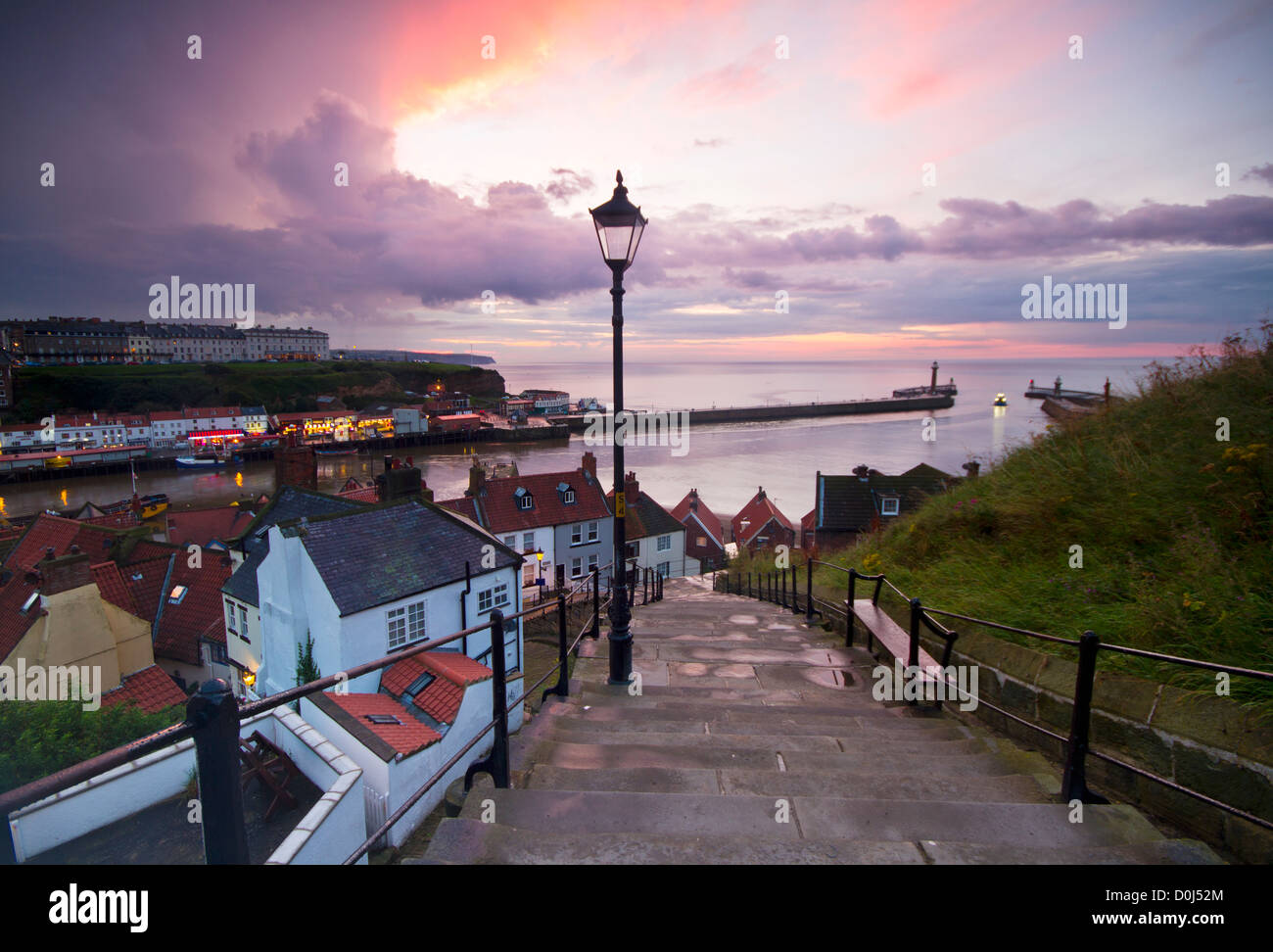 Whitby 199 steps sunset hi-res stock photography and images - Alamy