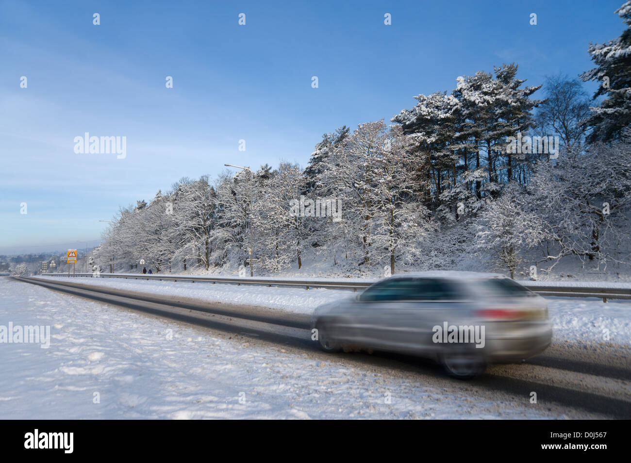 A car driving through snow outside Worcester Stock Photo - Alamy