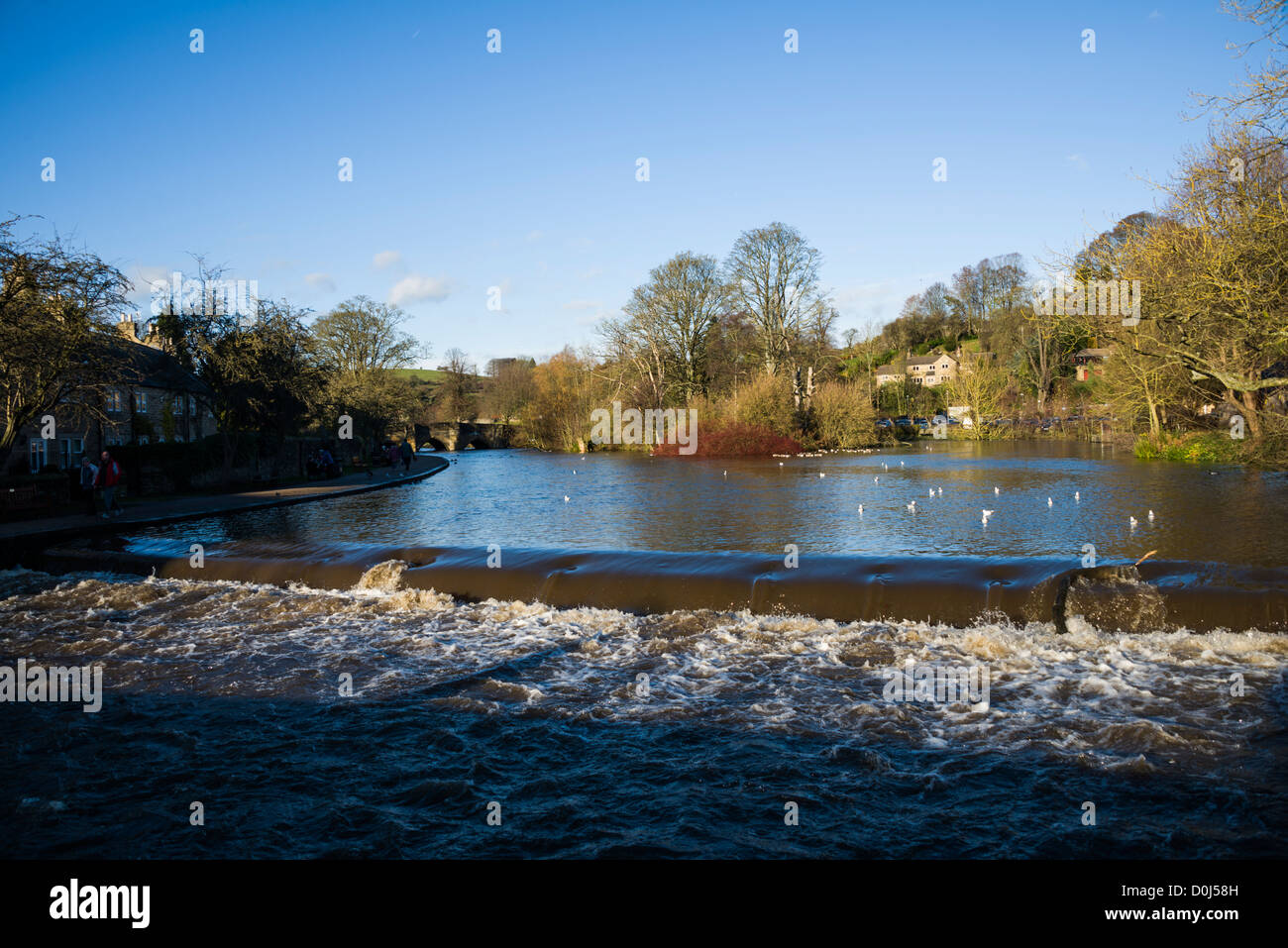 Flooded River Wye after heavy rainfall in Northern England Bakewell ...