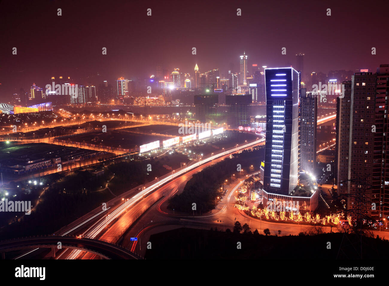 cross junction in China at night Stock Photo - Alamy