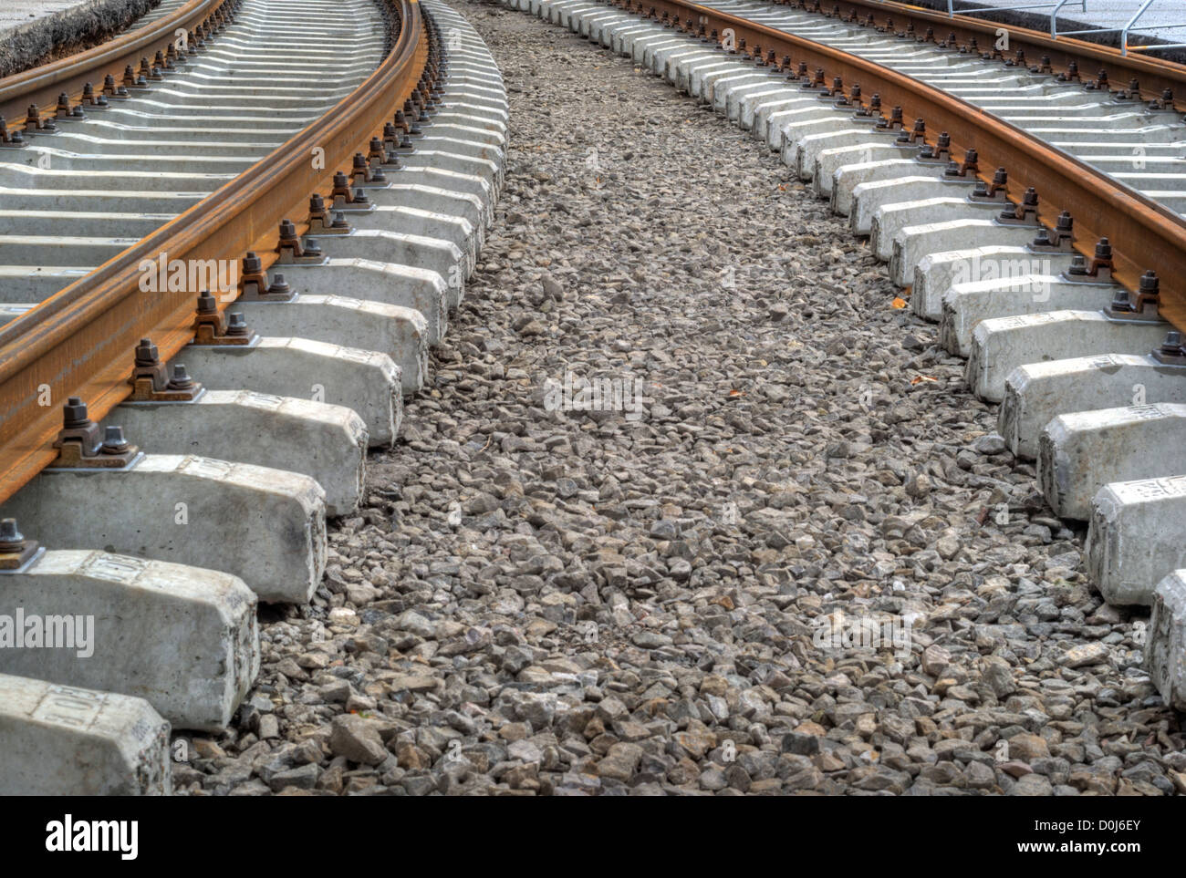 tram track going left Stock Photo - Alamy