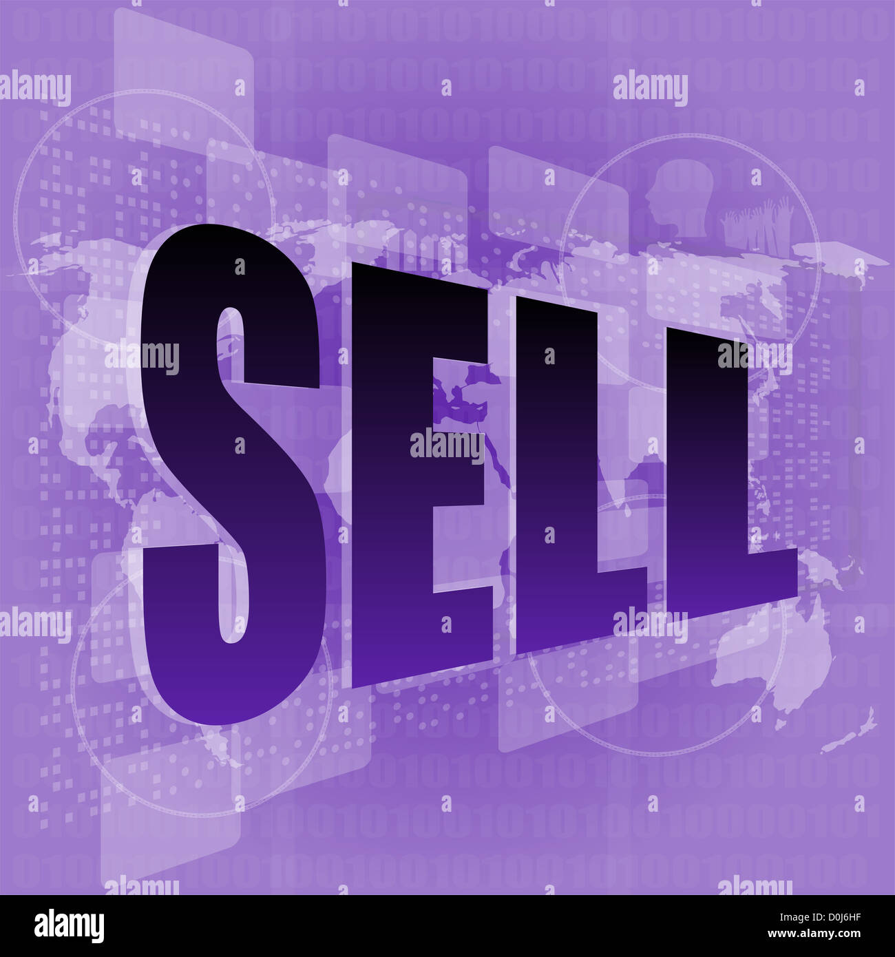 Pixeled word sell on digital screen - business concept Stock Photo - Alamy