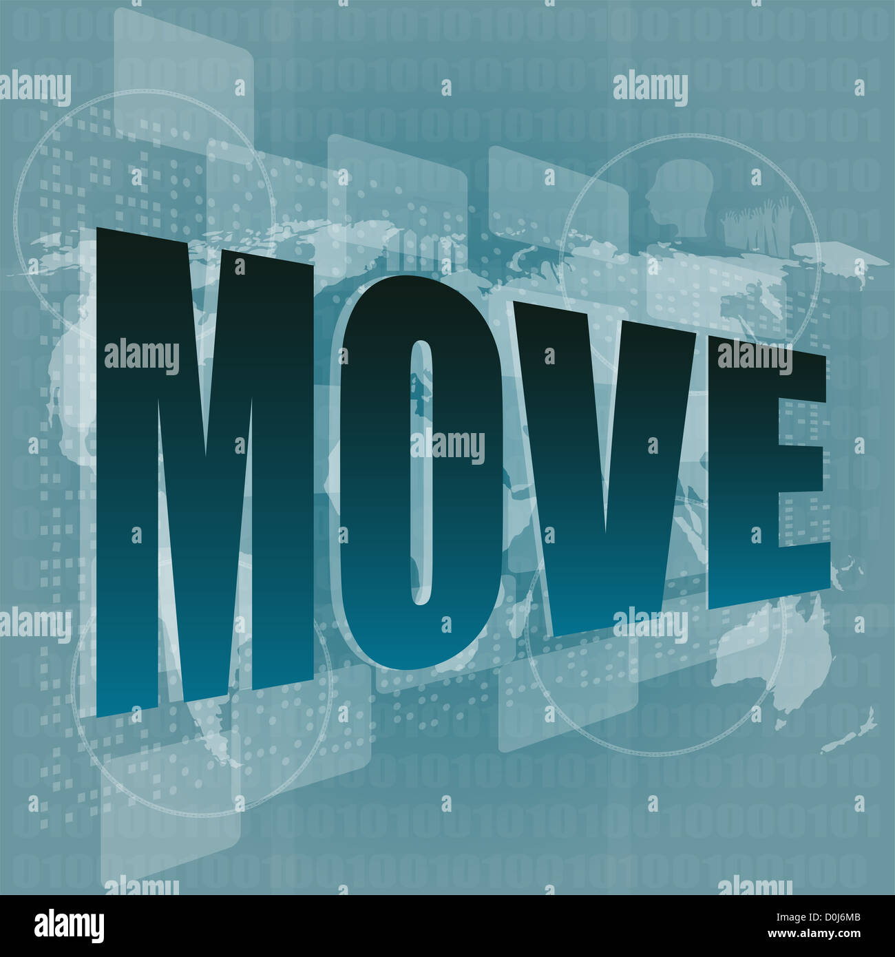 Time concept: pixelated words Move on digital screen with world map ...