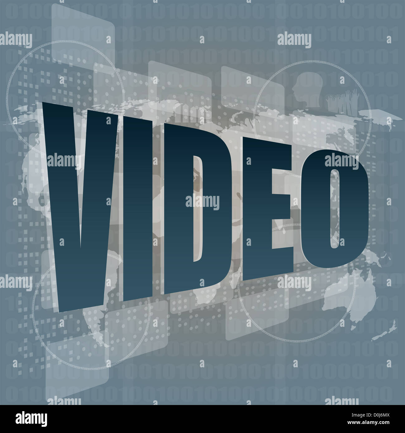 Video word on digital screen with world map Stock Photo - Alamy