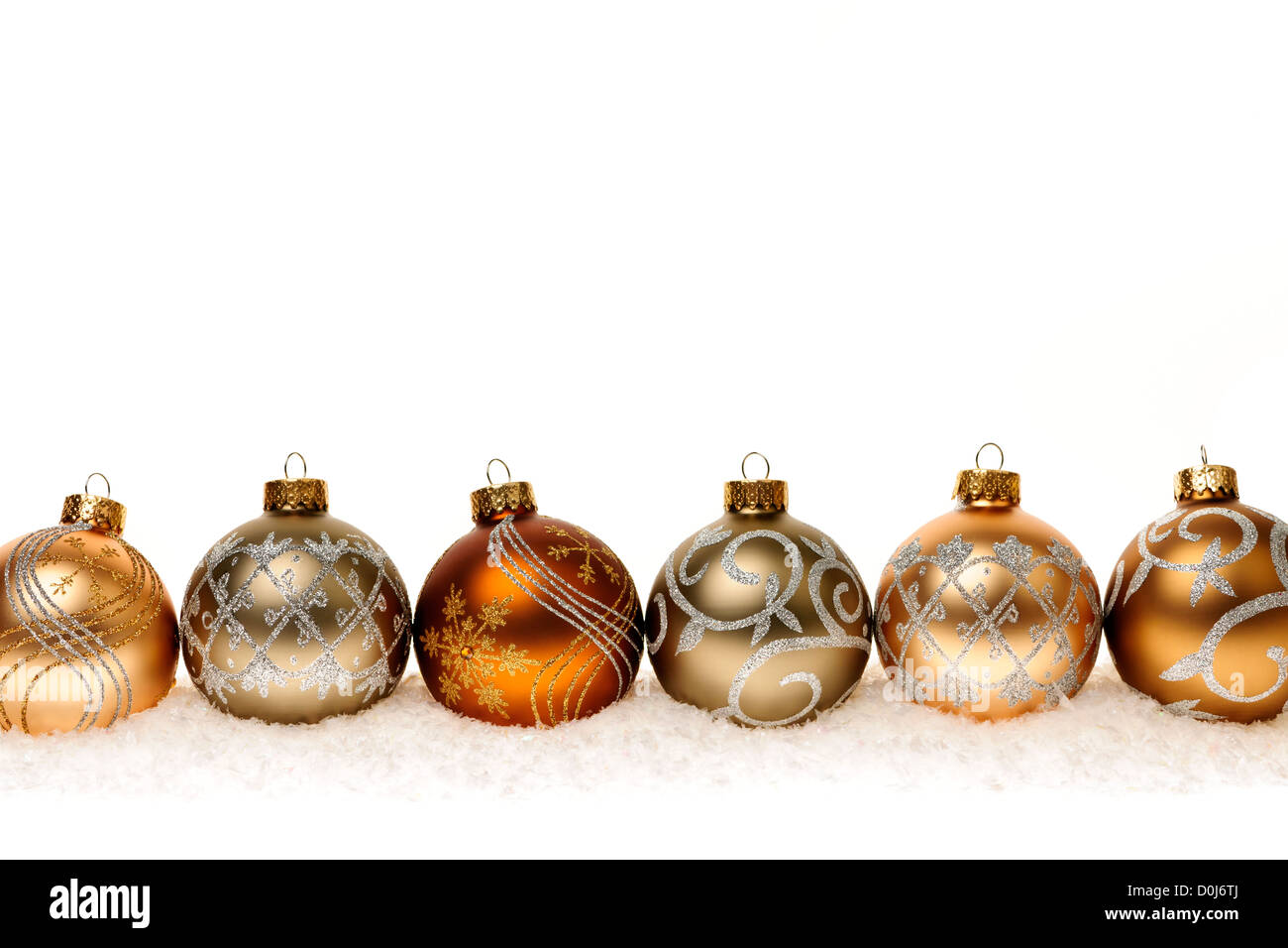 Gold snowflakes frame snow Cut Out Stock Images & Pictures - Alamy