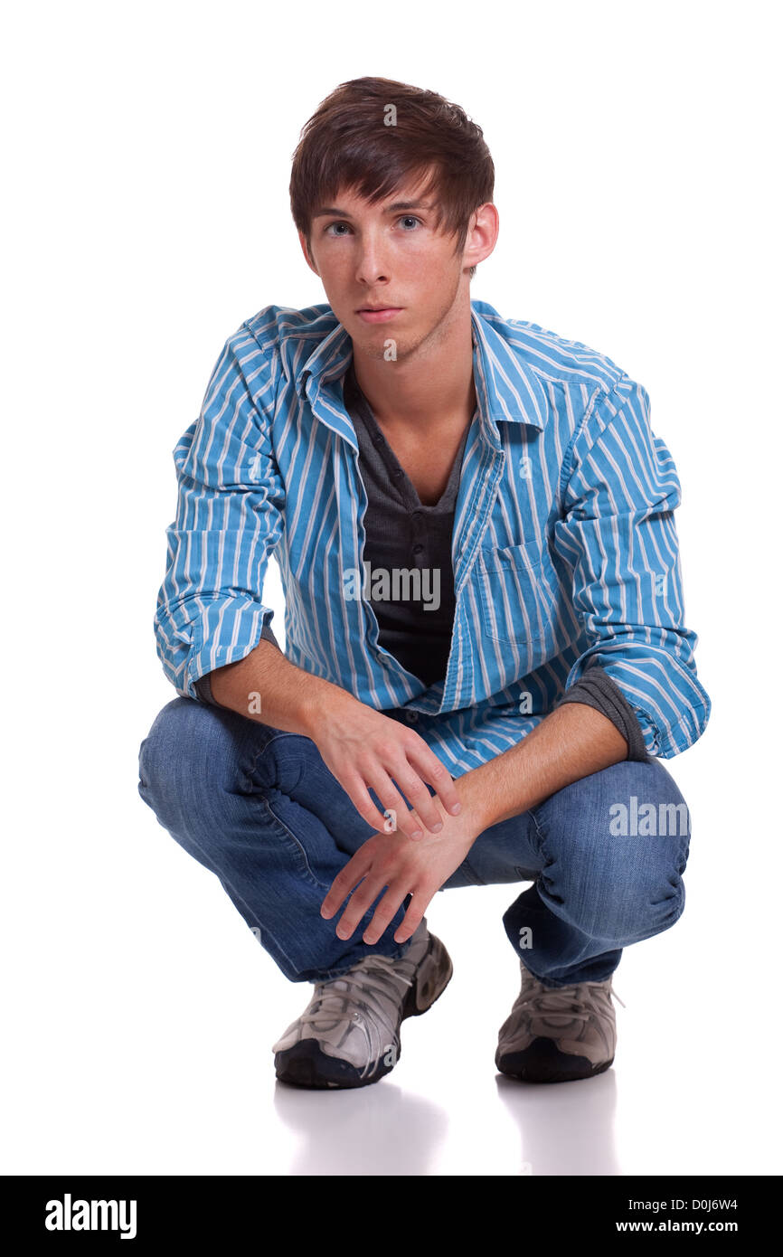 Young man in blue Stock Photo - Alamy