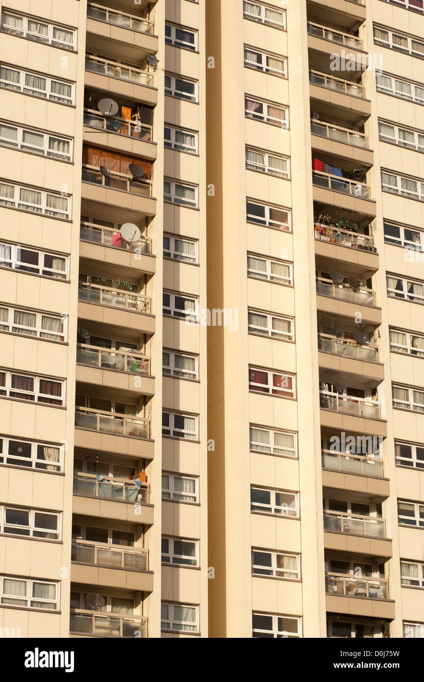 Apartments in a tower block on the Ivybridge Estate in west London ...