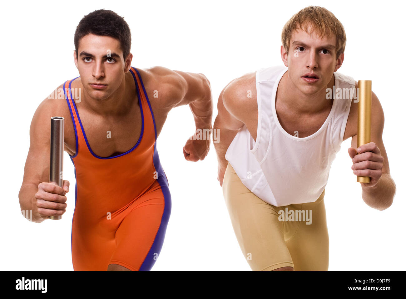 Athletes Racing Relay Stock Photo - Alamy