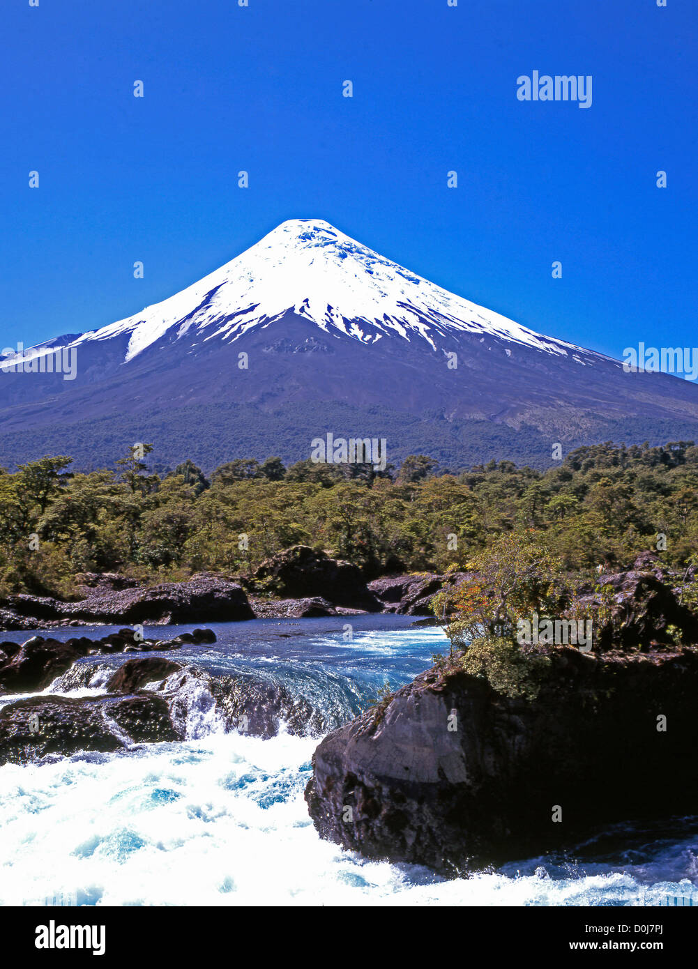 Chile, Lake District, Petrohué Falls, Osorno Volcano Stock Photo - Alamy