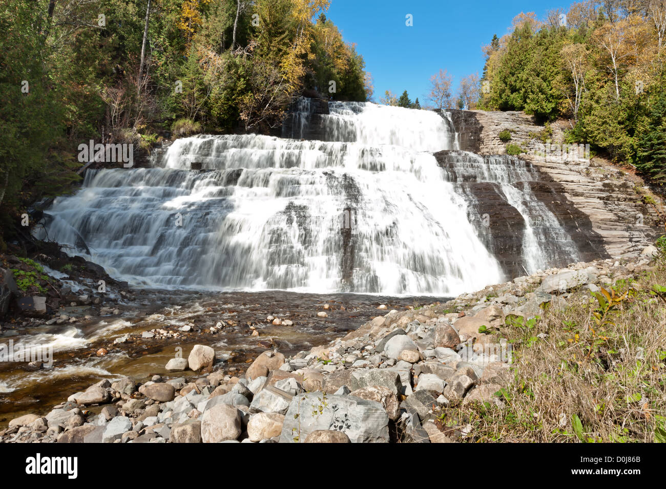 Fraser waterfall in La Malbaie, Canada, part of the campground Stock ...