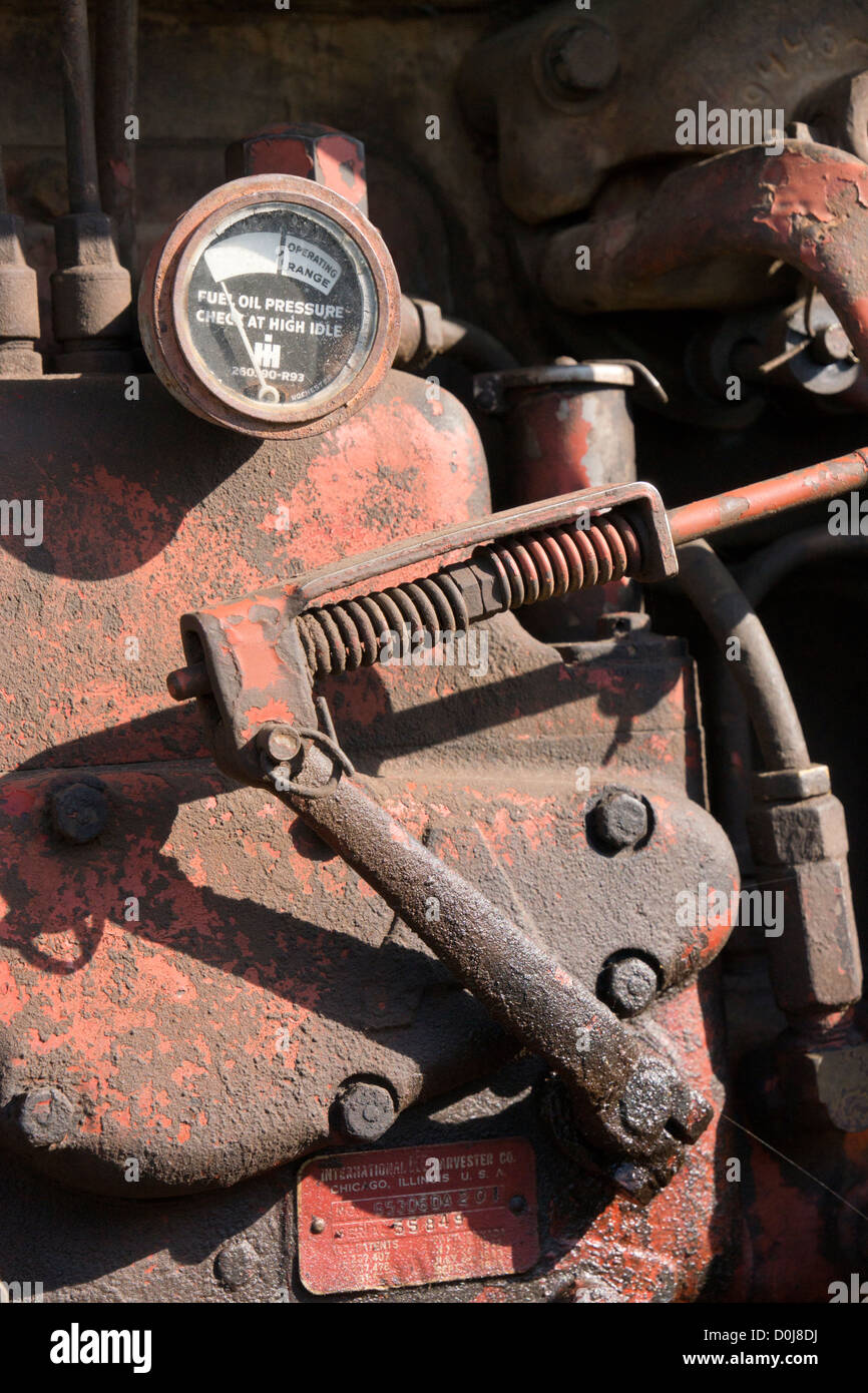 Analog fuel oil pressure gauge on an antique Farmall tractor Stock ...