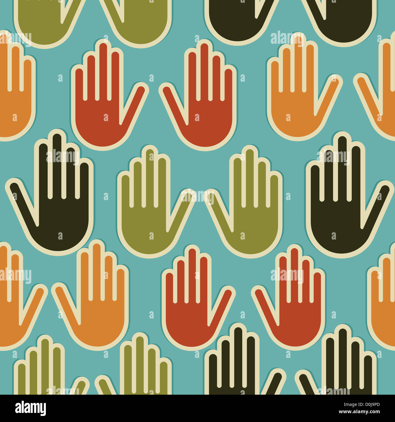 Multi-Ethnic human hands seamless pattern background. Vector file ...