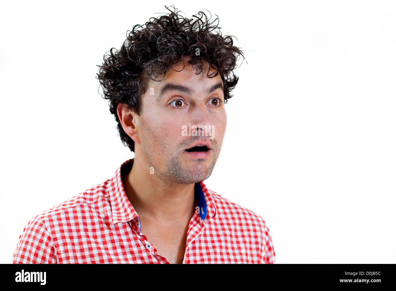 Young man very surprised, isolated on white background Stock Photo - Alamy