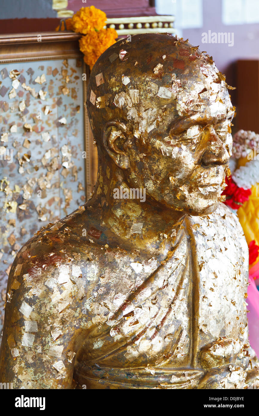 Golden Monk Statue in the Temple Wat Khunaram on Ko Samui, Thailand ...