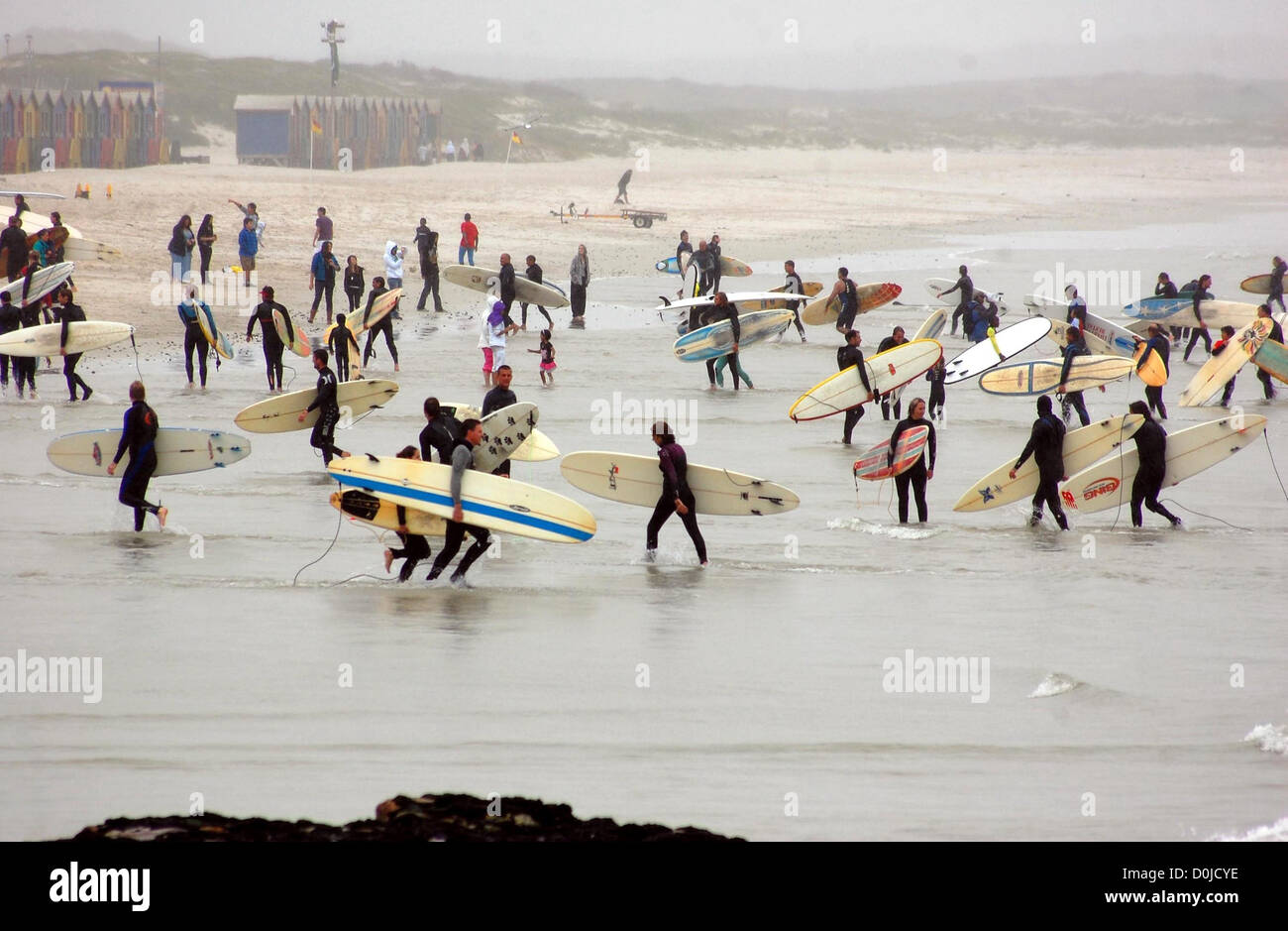 Surfers ride a wave at the annual Earthwave event, where the ...