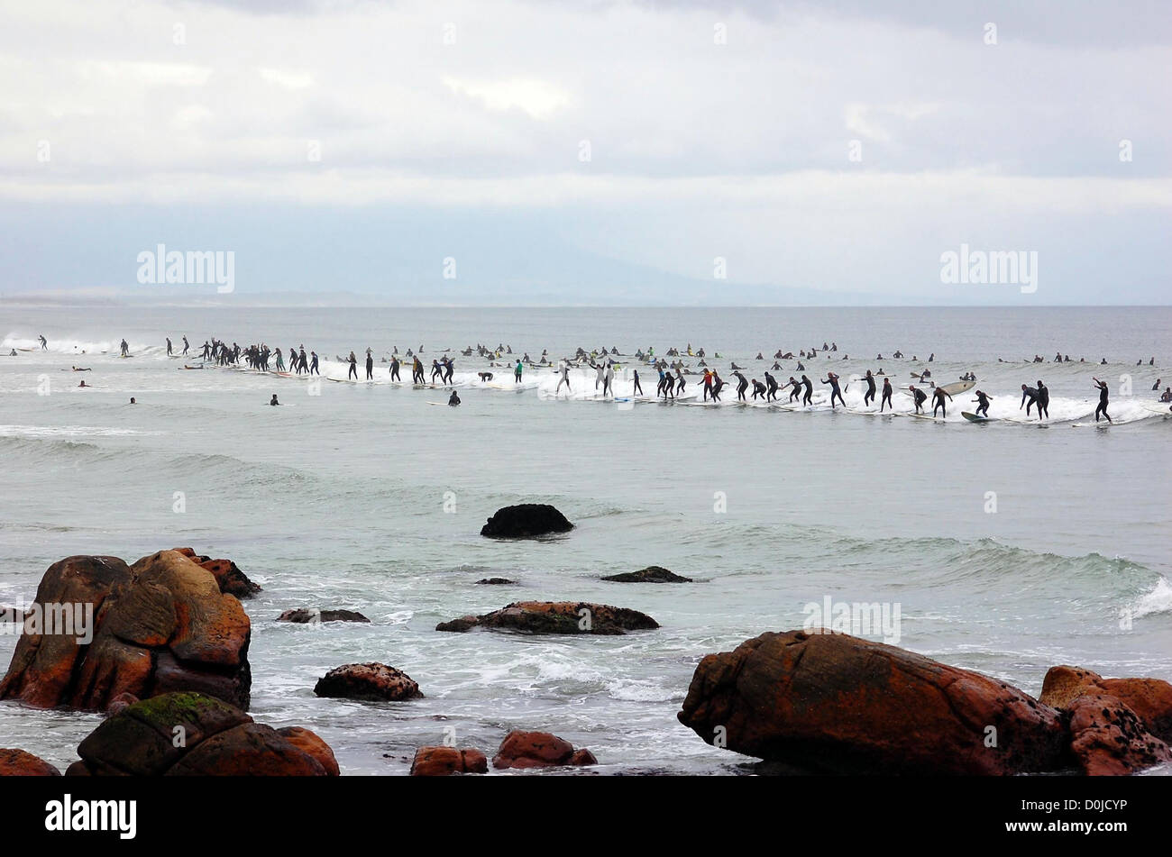 Surfers ride wave the annual Earthwave event, where the participants ...