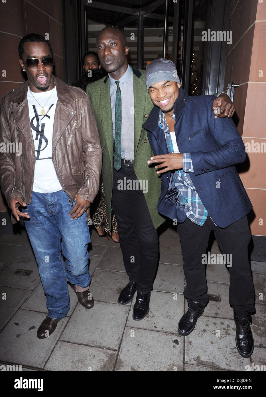 Rapper P Diddy aka Sean Combs Ozwald Boateng and Ne-Yo aka Shaffer ...