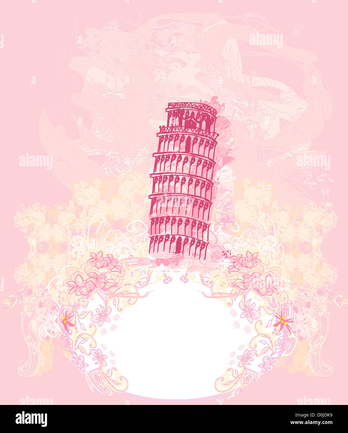 vintage vector Pisa tower background Stock Photo - Alamy