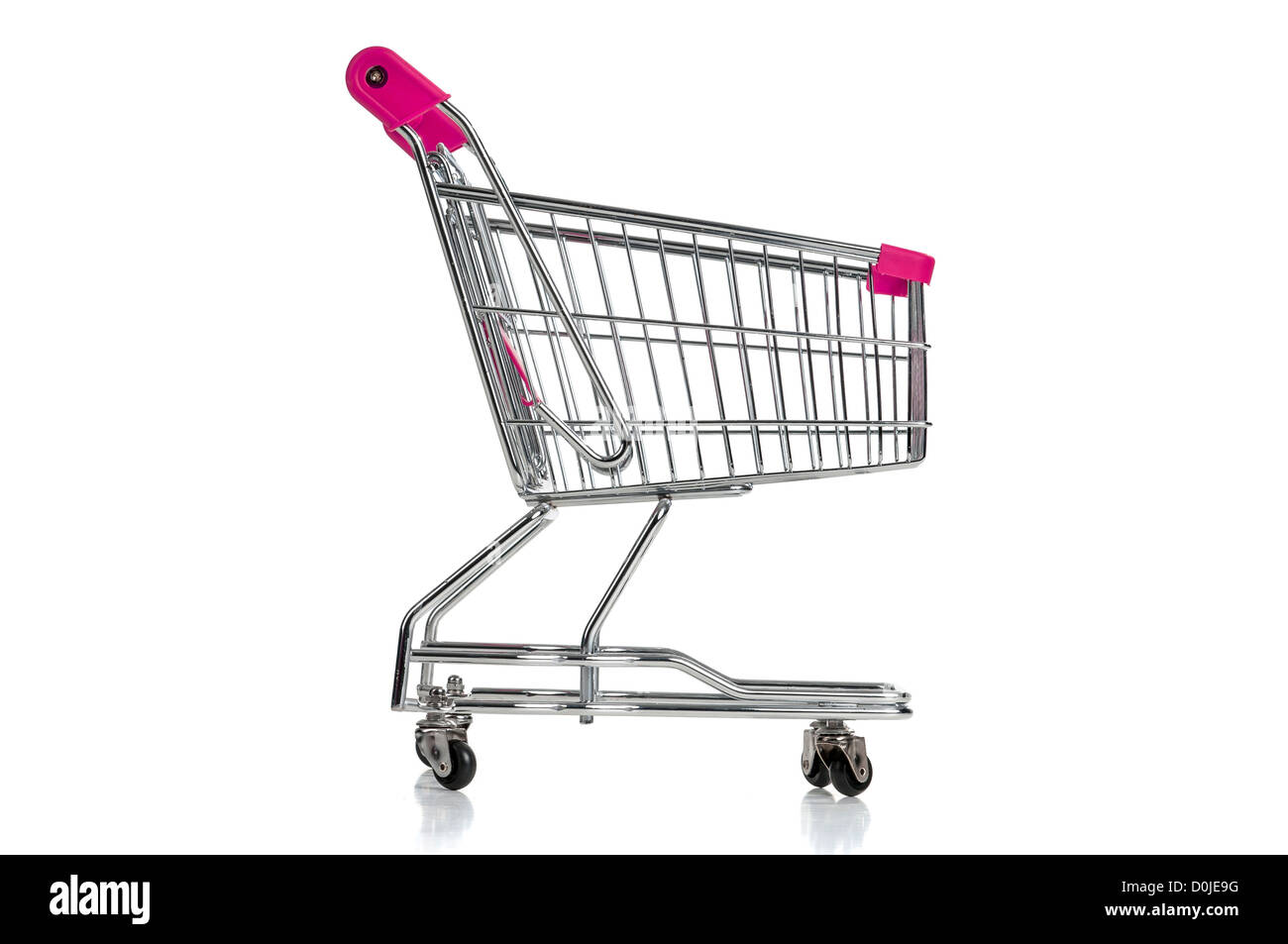 Pink shopping cart isolated in white Stock Photo - Alamy