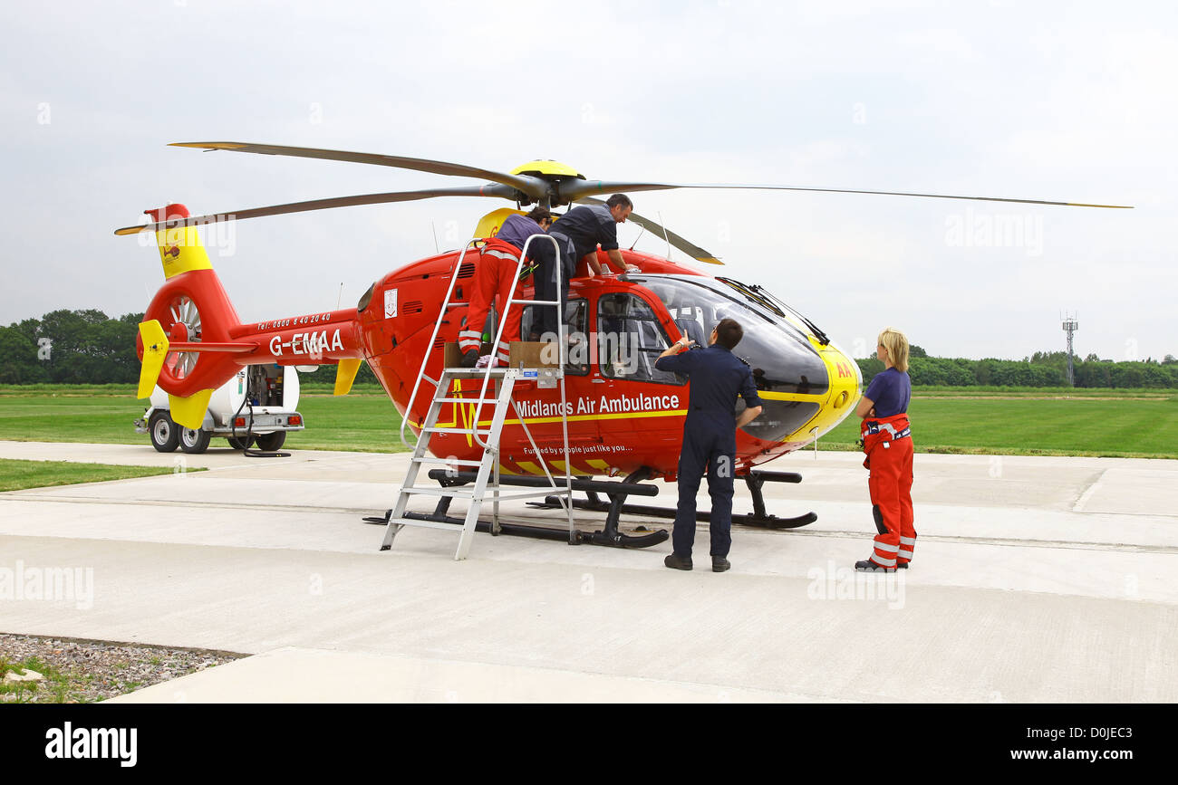 A Eurocopter EC135 helicopter used by the East Midlands Air Ambulance ...