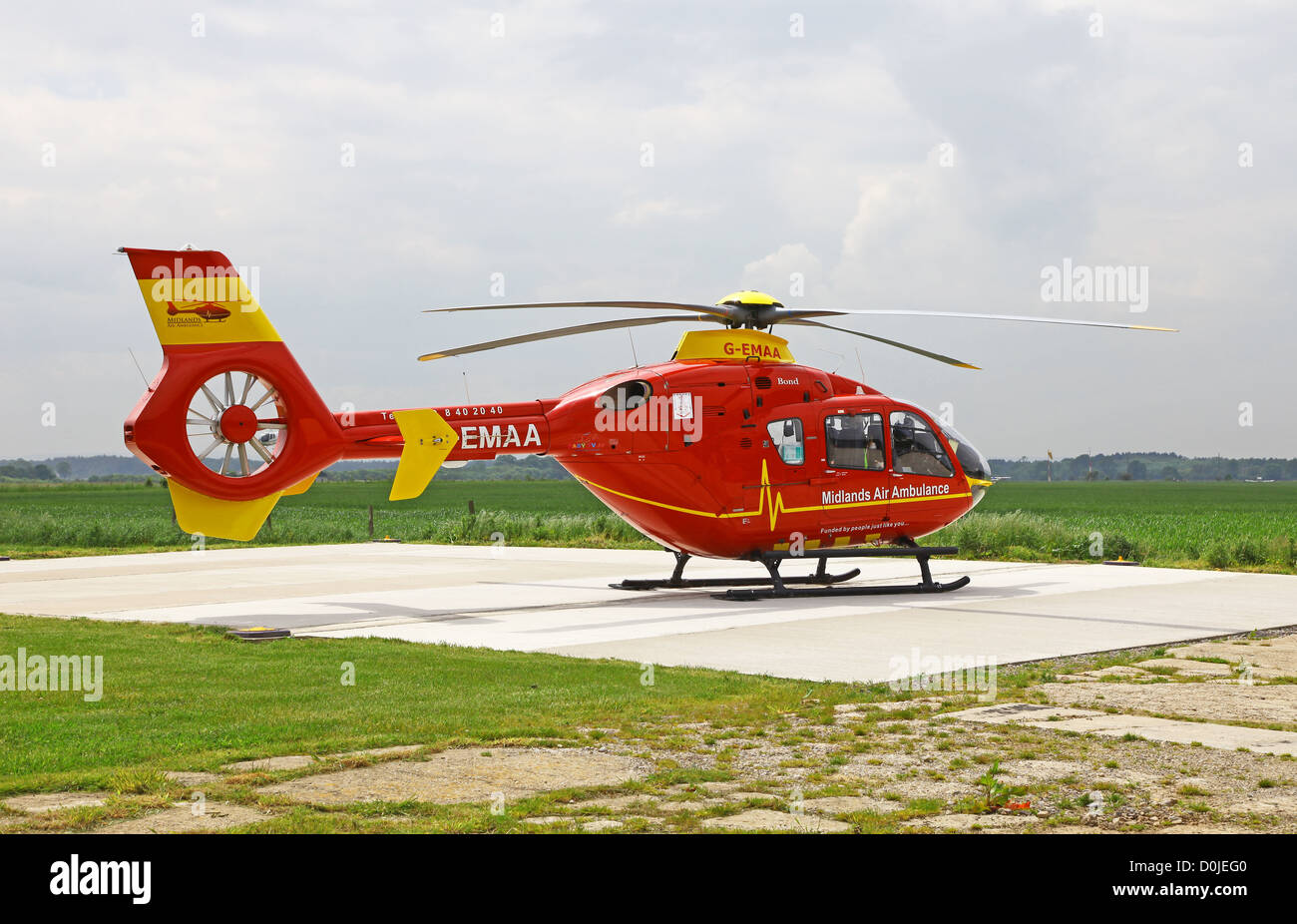 A Eurocopter EC135 helicopter used by the East Midlands Air Ambulance ...