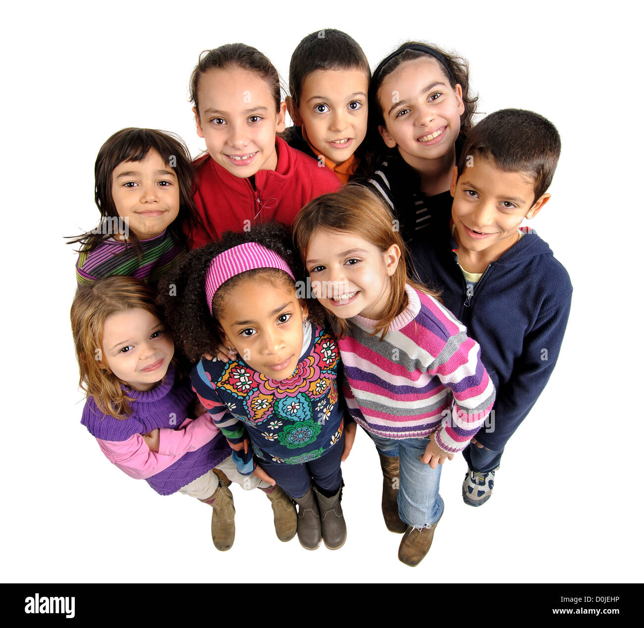 Group of children posing isolated in white Stock Photo - Alamy
