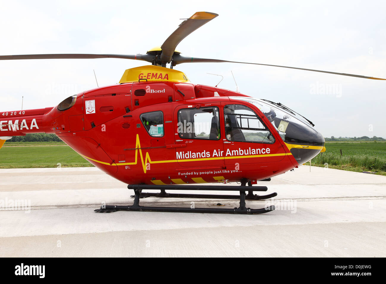 A Eurocopter EC135 helicopter used by the East Midlands Air Ambulance ...
