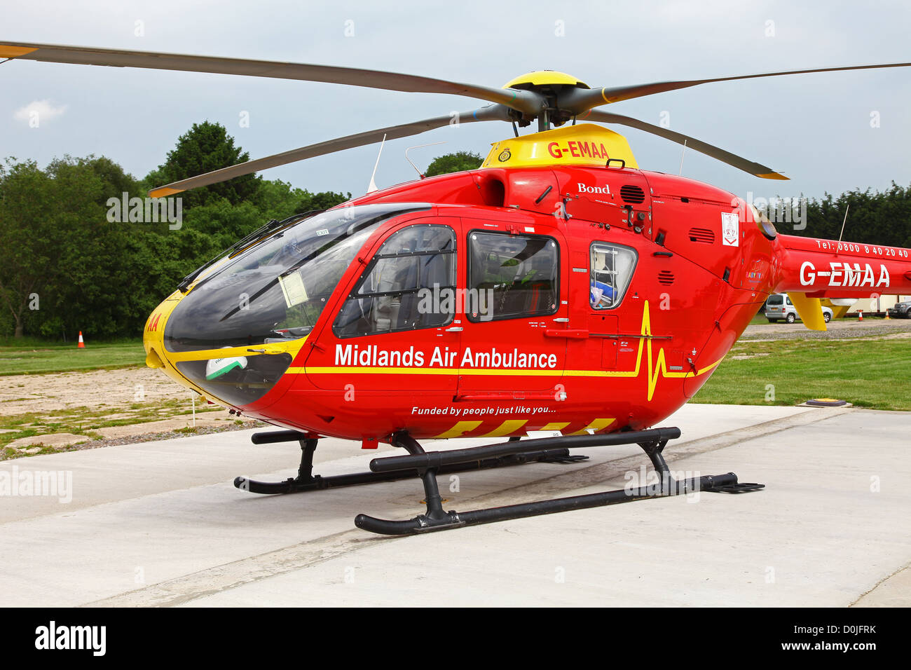 A Eurocopter EC135 helicopter used by the East Midlands Air Ambulance ...