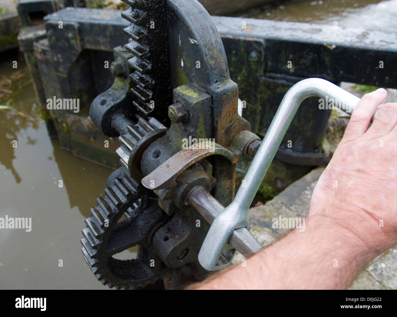 Operating a Canal Lock Stock Photo - Alamy