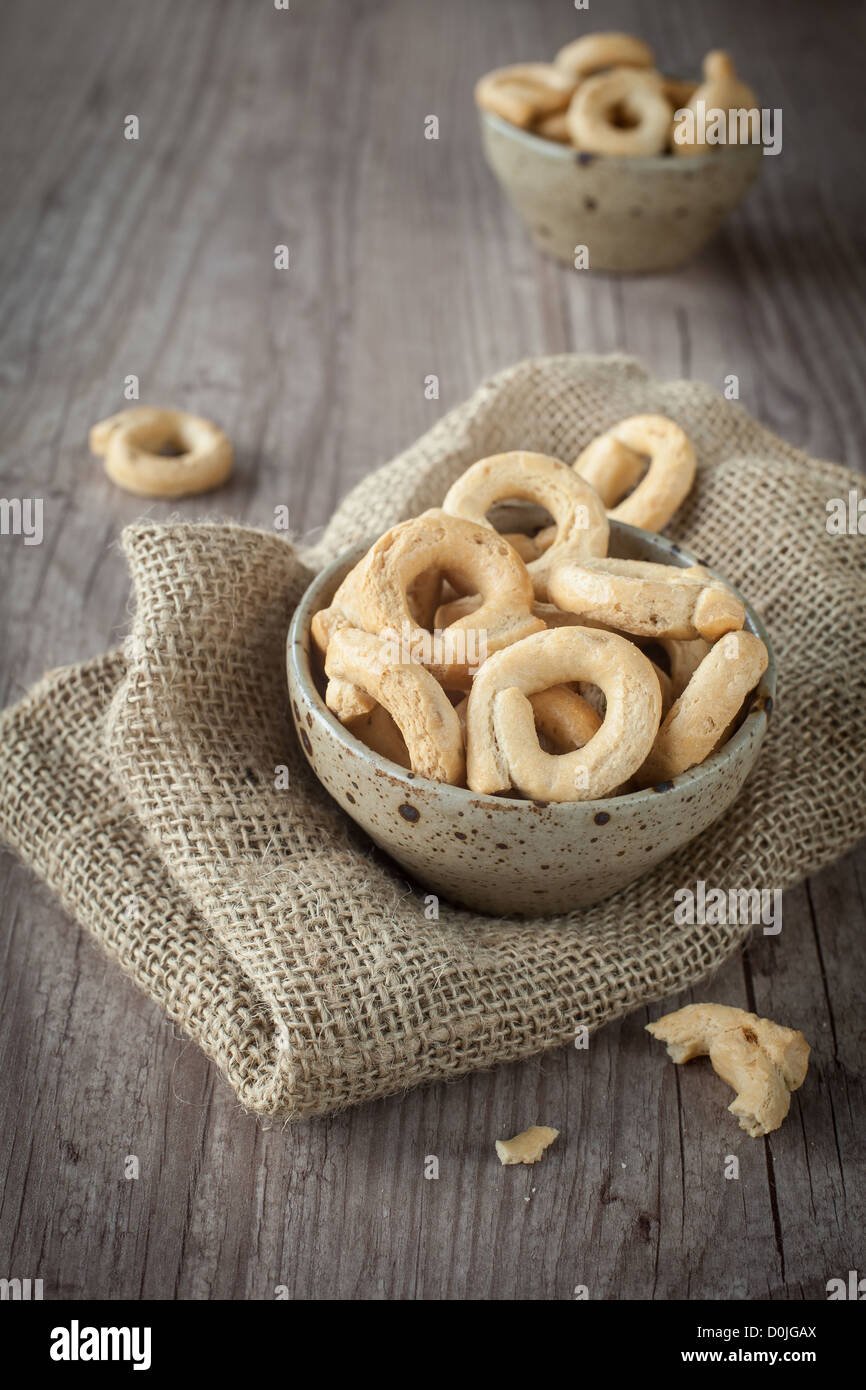 Typical Taralli snacks from south of Italy Stock Photo - Alamy