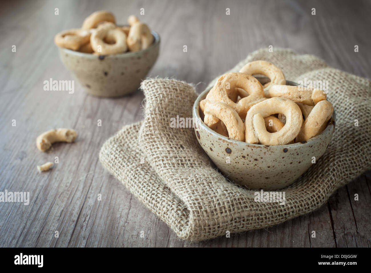 Typical Taralli snacks from south of Italy Stock Photo - Alamy