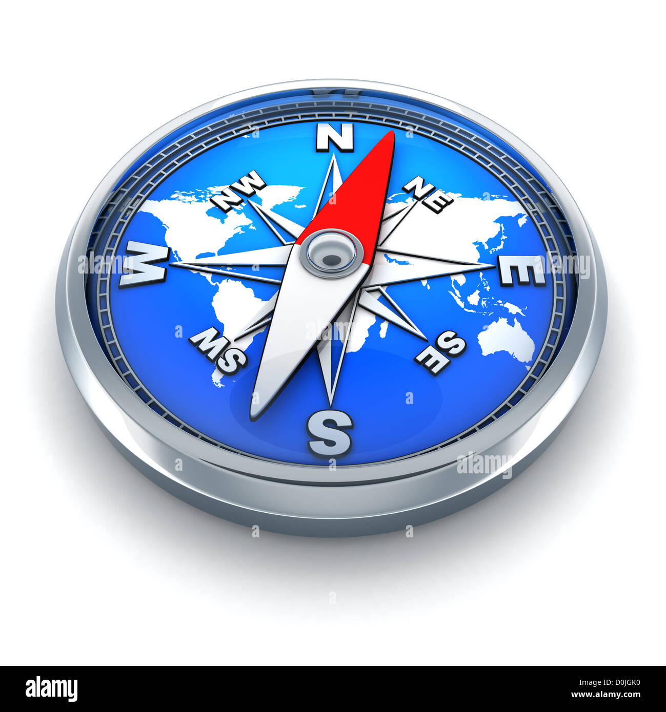 Mini compass (done in 3d, white background Stock Photo - Alamy