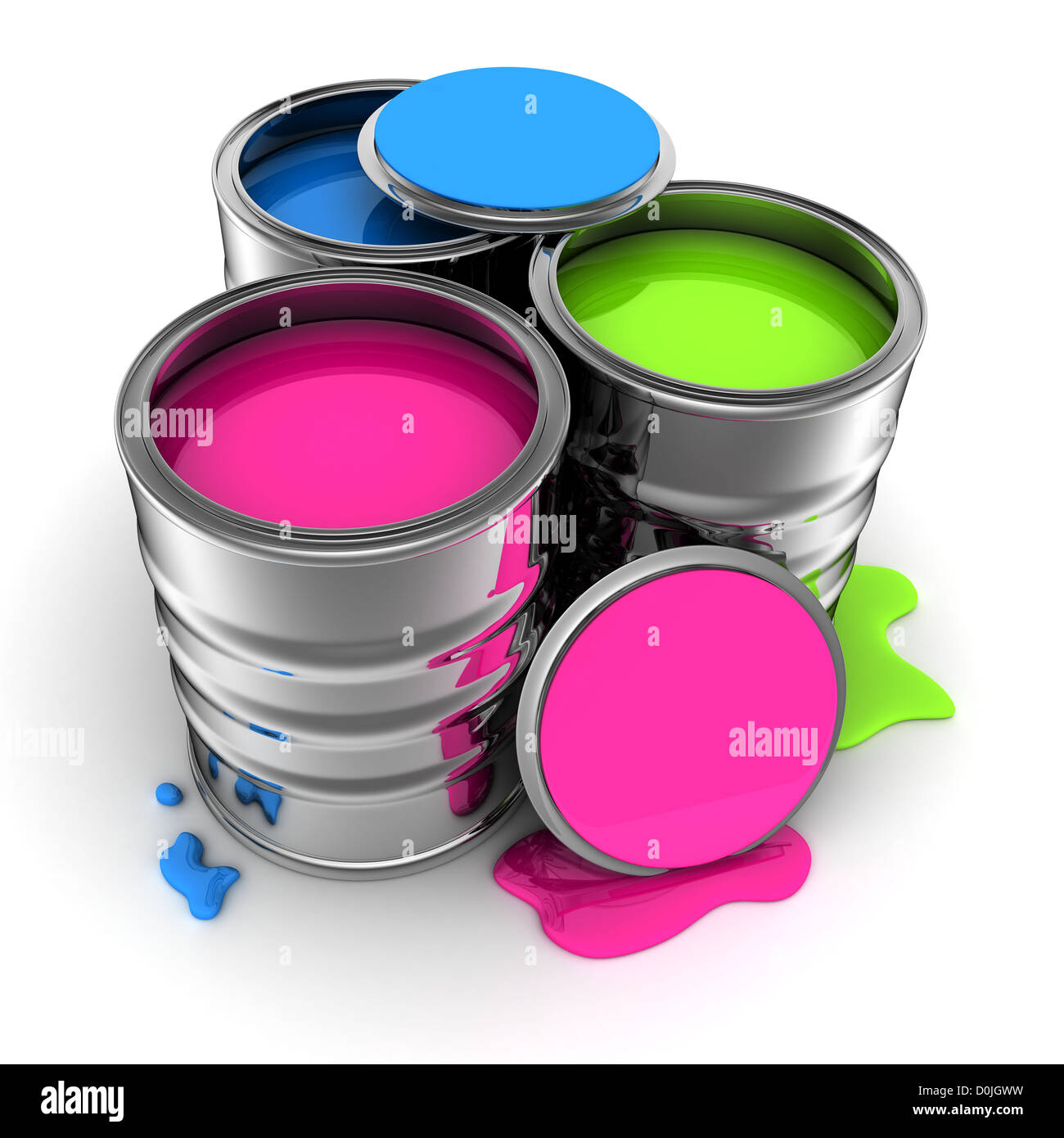 Tin with Paint on white background (done in 3d Stock Photo - Alamy