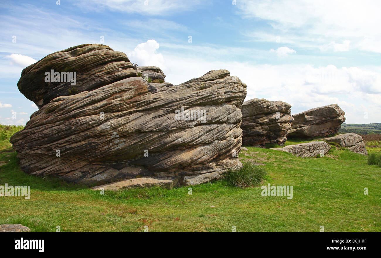 The three boulders representing Nelson's ships on Birchen Edge ...