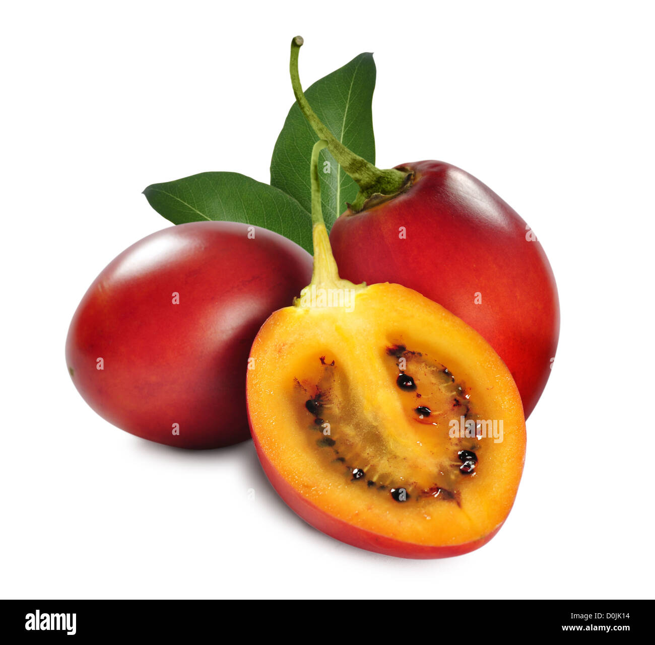 Fresh tamarillo fruits with leaves isolated on white background Stock ...