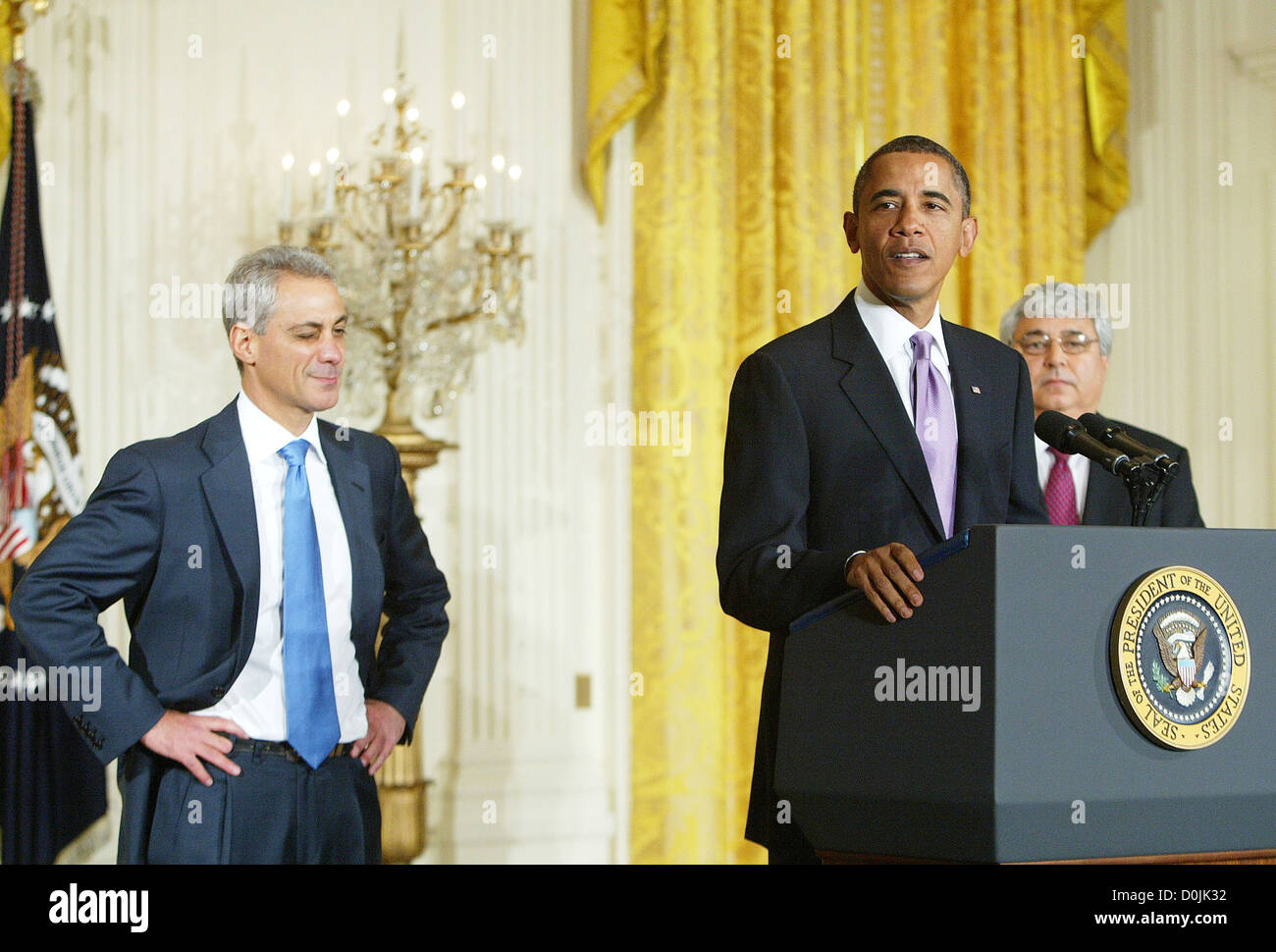 Rahm Emanuel and Barack Obama with Pete Rouse US President Barack Obama ...