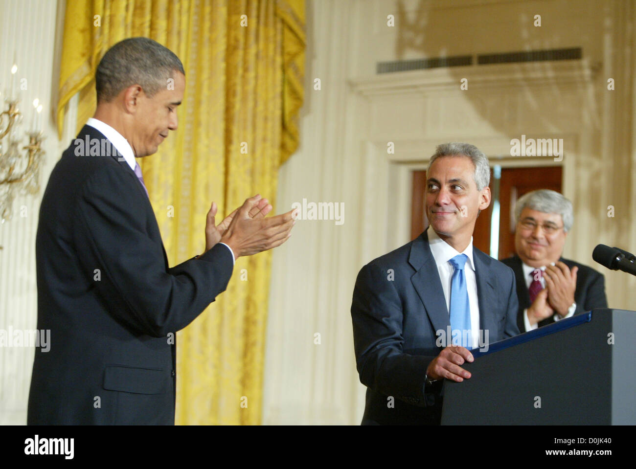 Rahm Emanuel and Barack Obama with Pete Rouse US President Barack Obama ...