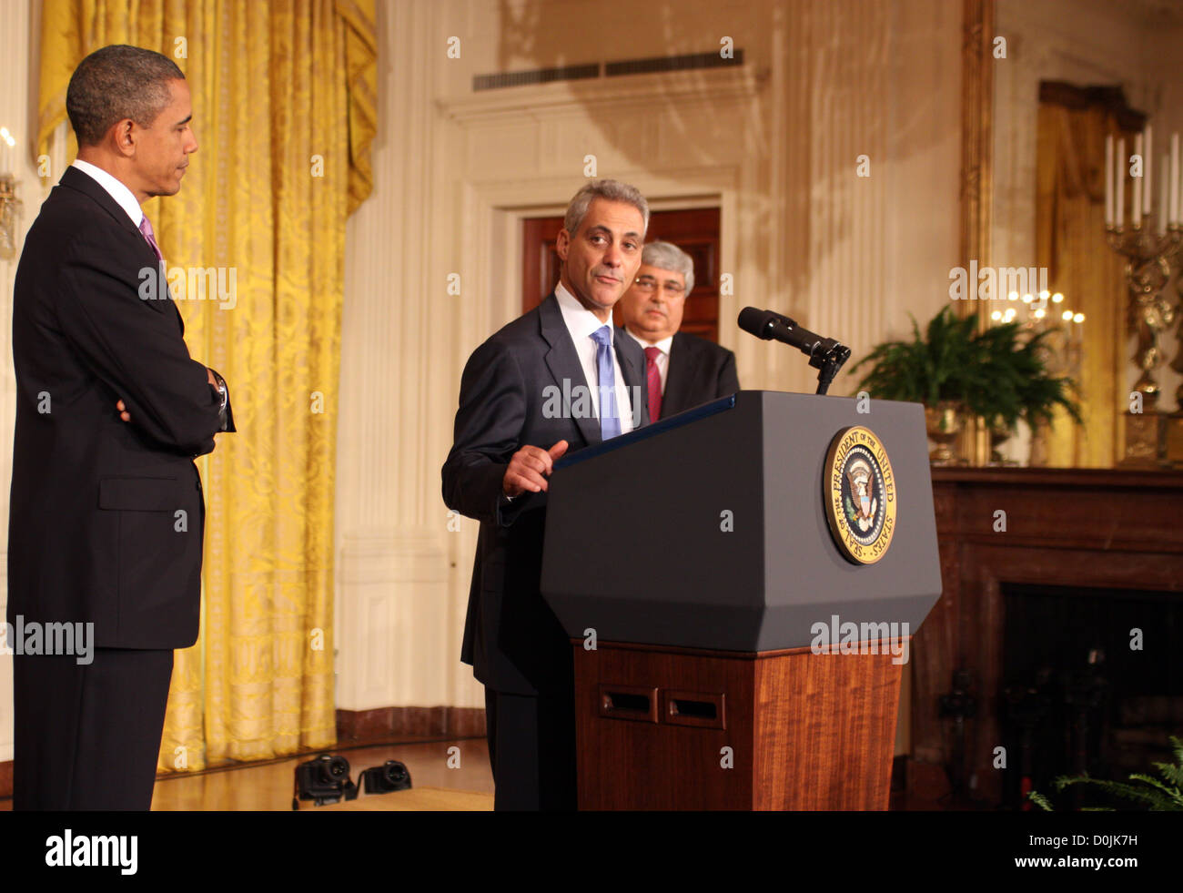 Rahm Emanuel and Barack Obama with Pete Rouse US President Barack Obama ...