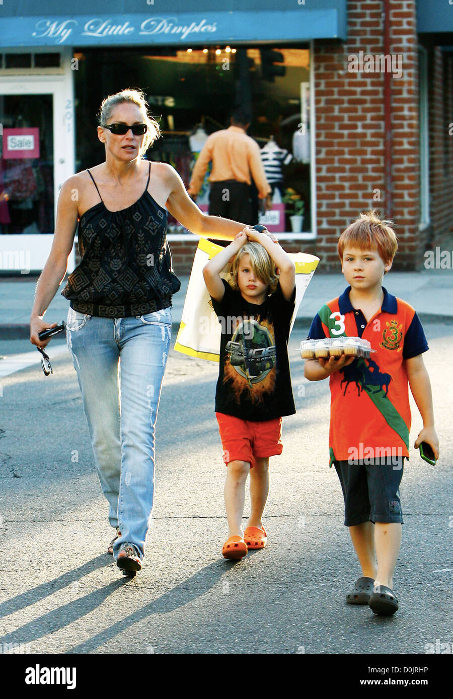 Sharon Stone and her son's Laird and Roan Joseph out and about in ...