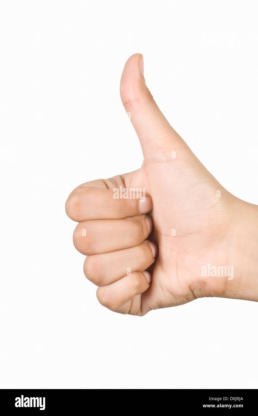 Hand indicating thumbs up hi-res stock photography and images - Alamy