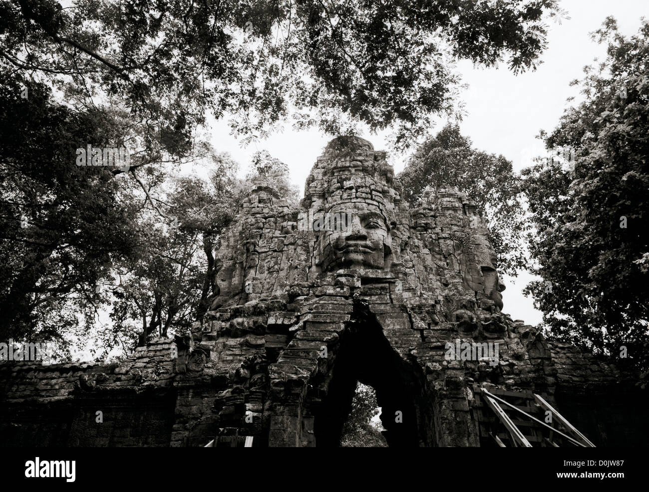 Khmer architecture of the West Gate of Angkor Thom at The Temples of ...